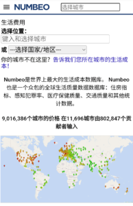 numbeo:全球生活成本指数查询，免费开源、由全球各地网友实时贡献。 – 七十二松